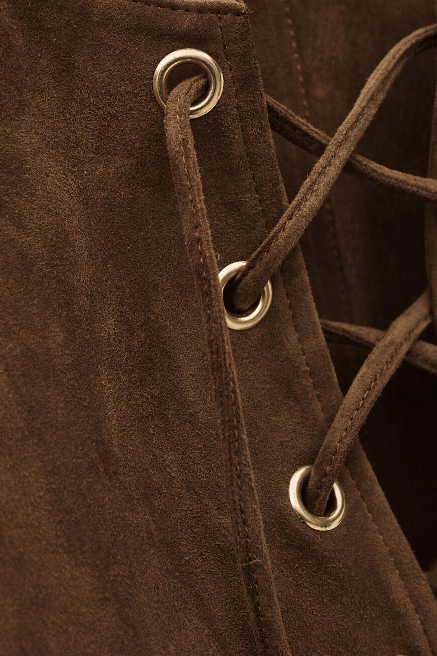 Abito Corto In Pelle Scamosciata Seda Marrone // ba&sh IT