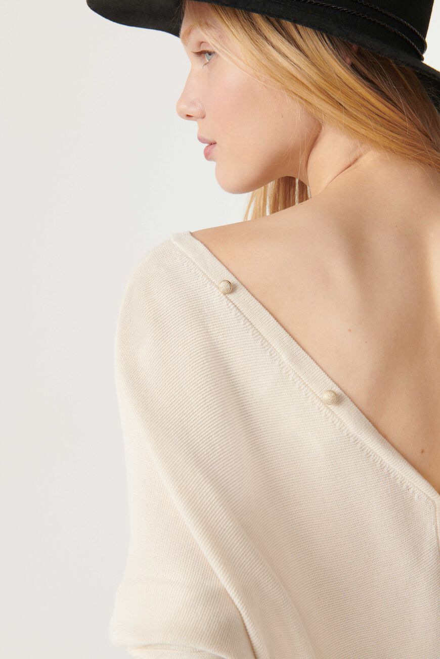 v-neck backless sweater ELSY OFF-WHITE // ba&sh US