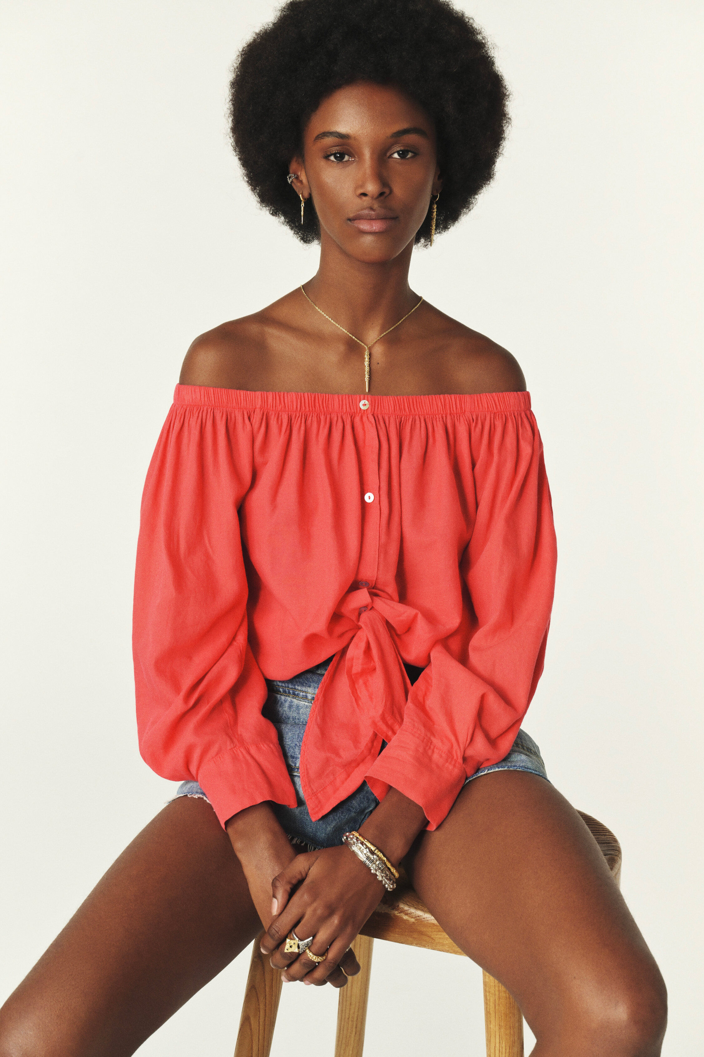 Chemise Off Shoulder Talena Blanc // ba&sh FR